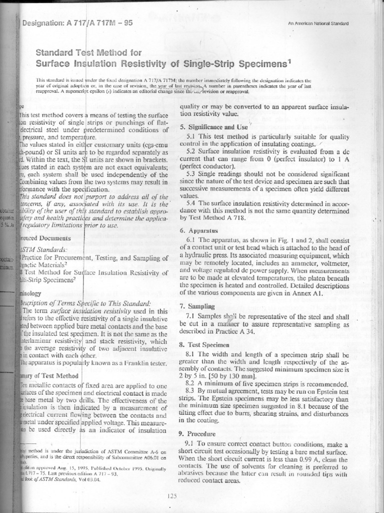 ASTM 717 - Insulation Resistivity Test | PDF