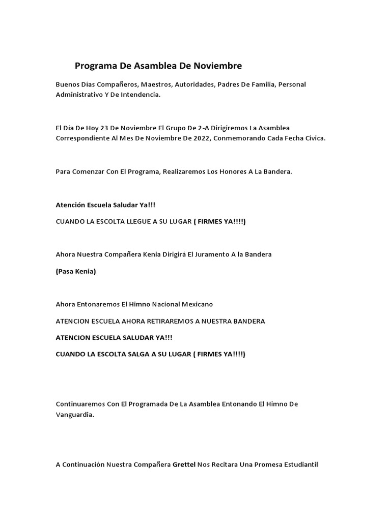 Programa de Asamblea de Noviembre | PDF | México