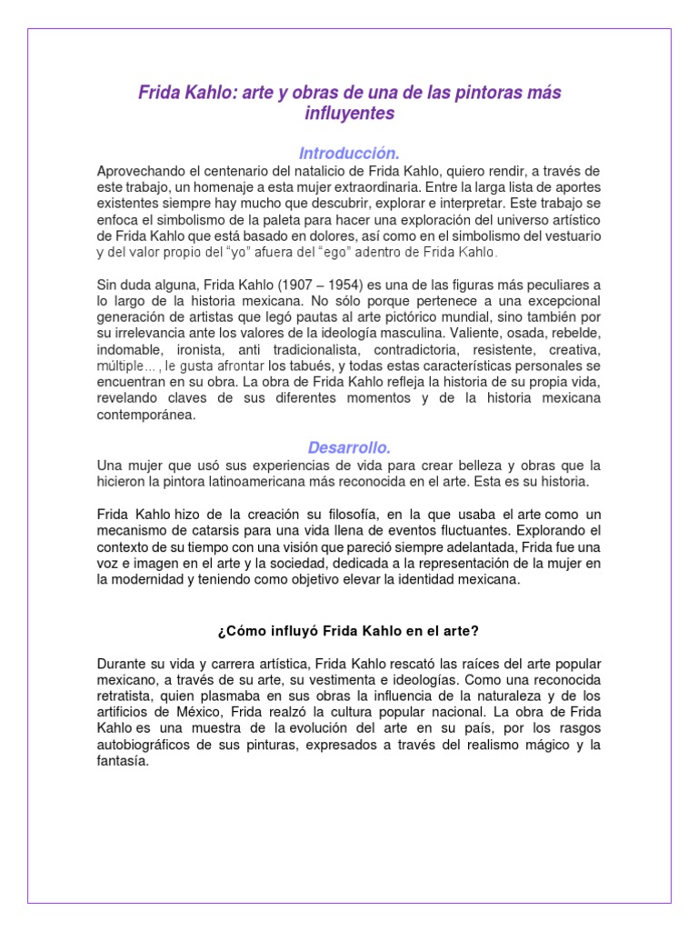 Ensayo Frida Kahlo | PDF | Las artes | Estética