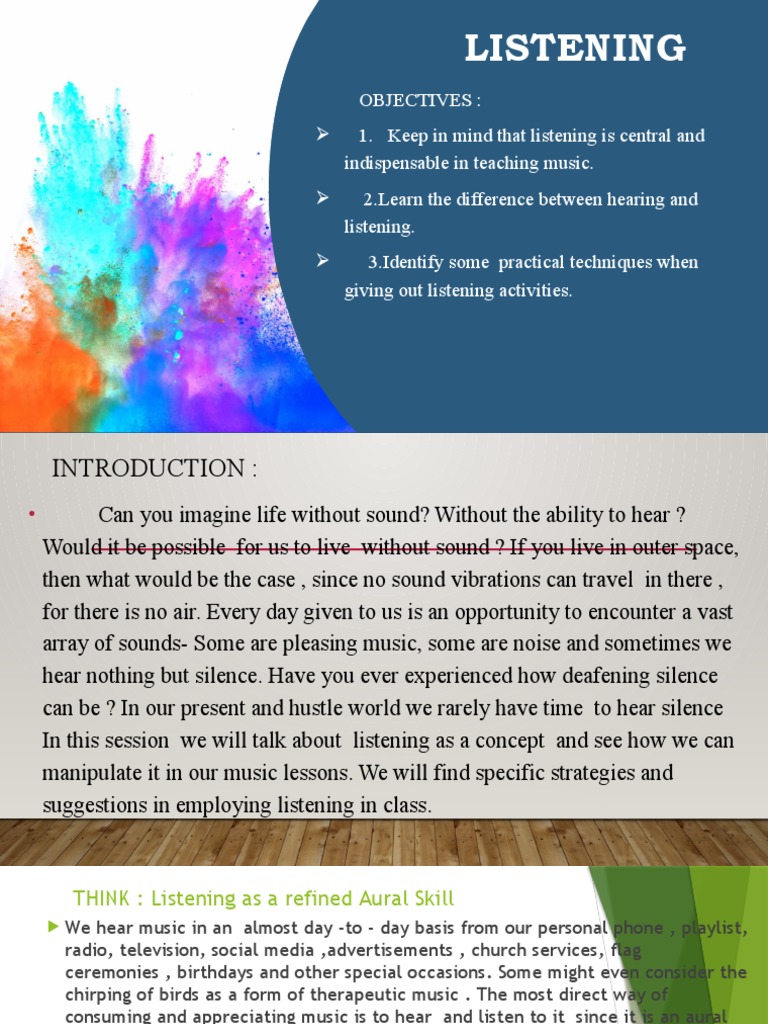 Listening | PDF | Hearing | Sound