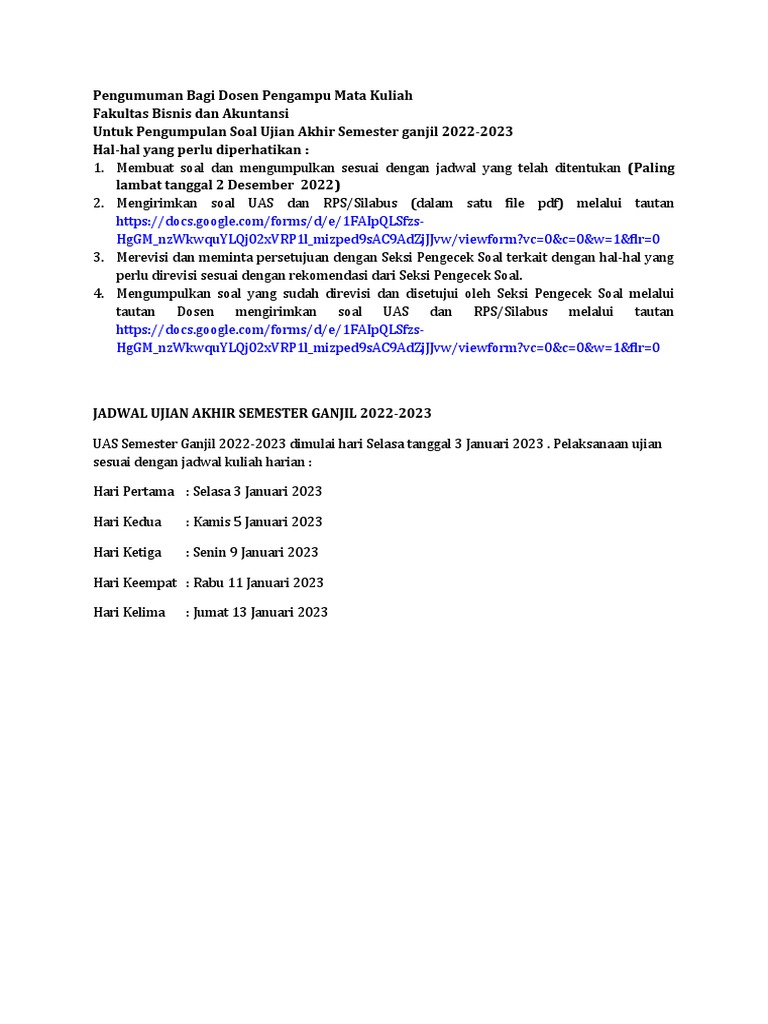 Pengumpulan Soal Uas Ganjil 2022-2023 | PDF