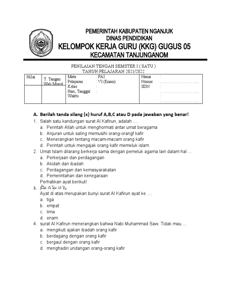 Soal Pai k6 2021 | PDF