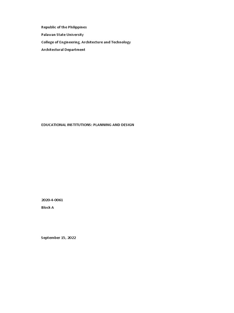 Educational Institution Planning and Design | PDF | Classroom