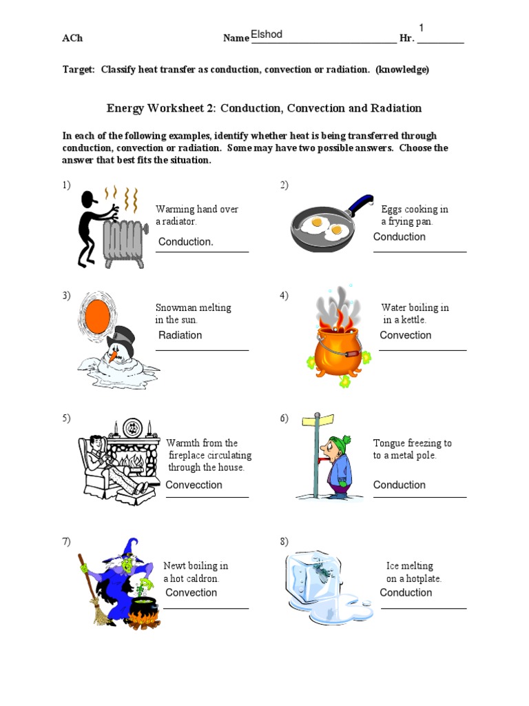 Energy Worsheet 7th Grade | PDF | Thermal Conduction | Convection