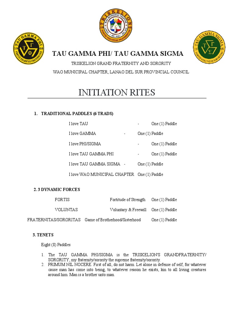The Initiation Rites and History of the Wao Municipal Chapter of Tau ...