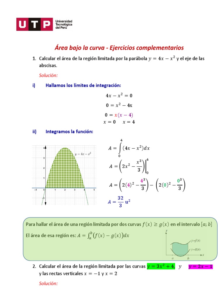 S12.s1 Área Bajo La Curva - Ejercicios Complemetarios Resueltos | PDF ...