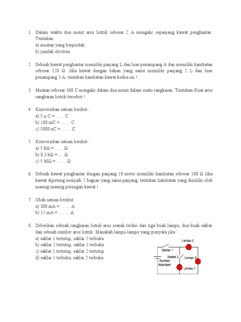 Soal Fisika 1 (SMP Ix SMT 1) | PDF