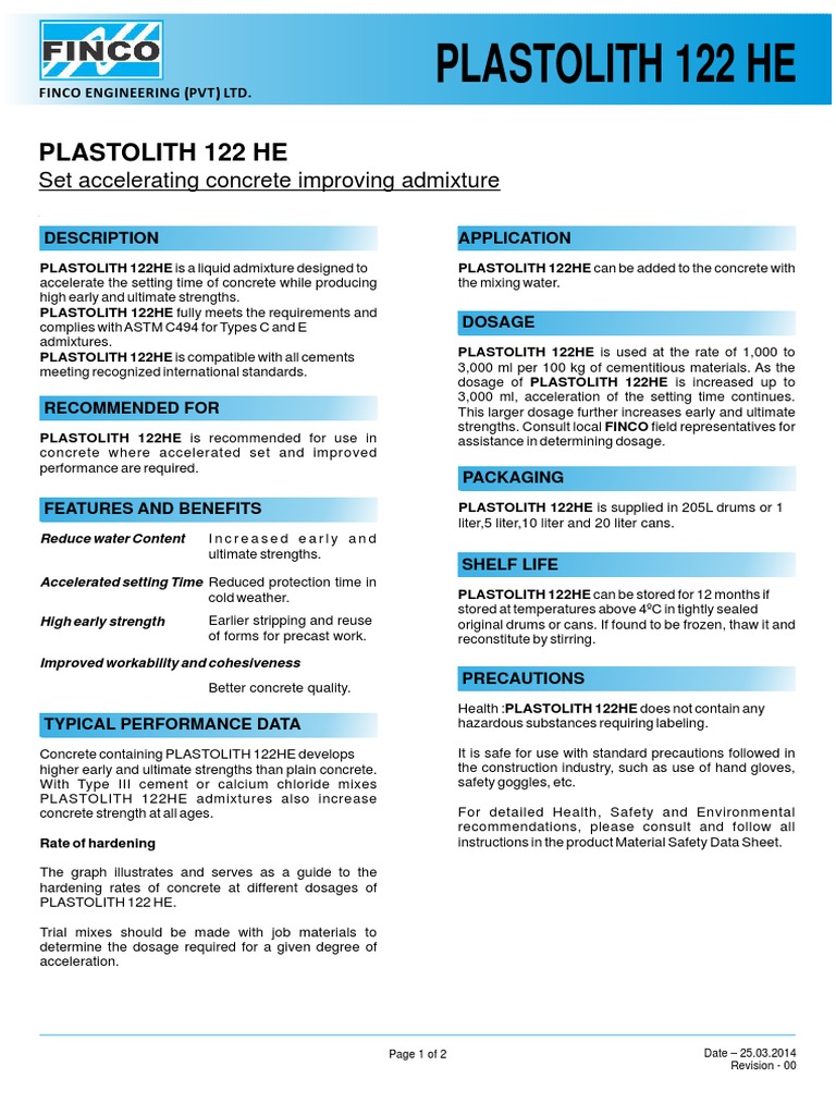 Plastolith 122 He Data Sheet | PDF | Concrete | Building Engineering