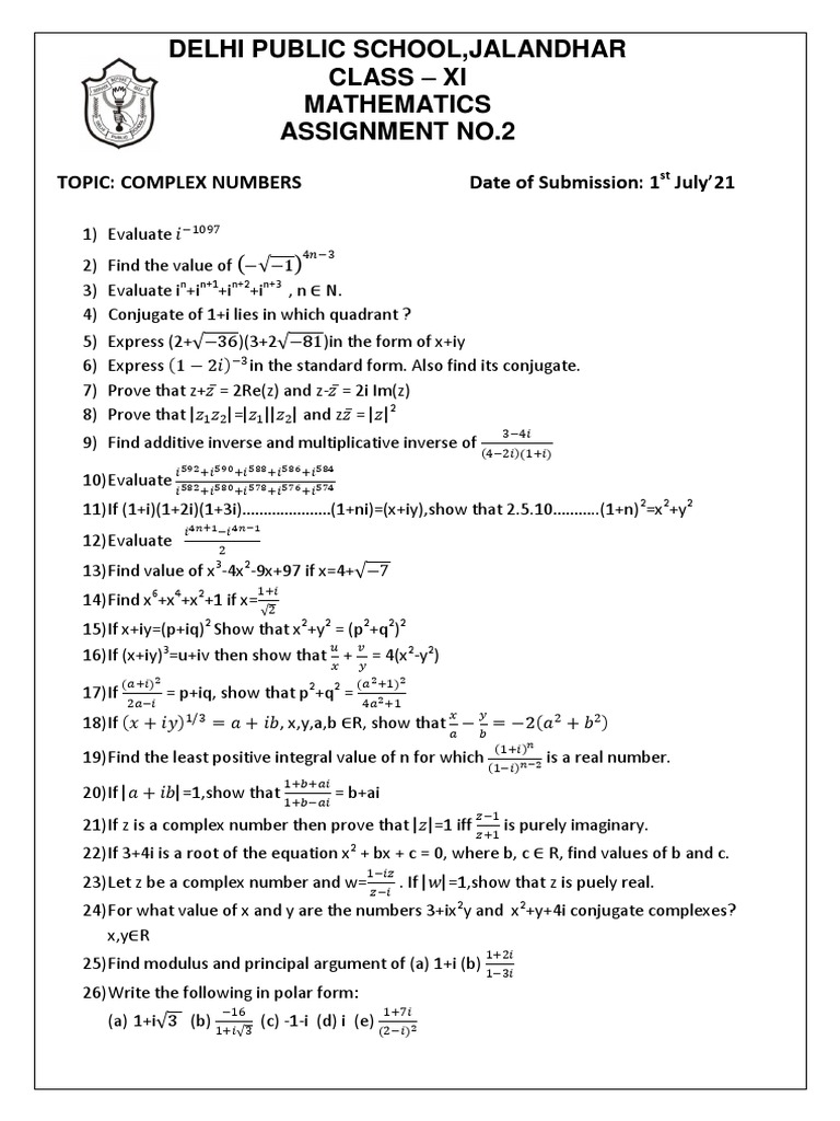 Math XI Complex Numbers | PDF | Complex Number | Numbers Math XI Complex Numbers | PDF | Complex Number | Numbers