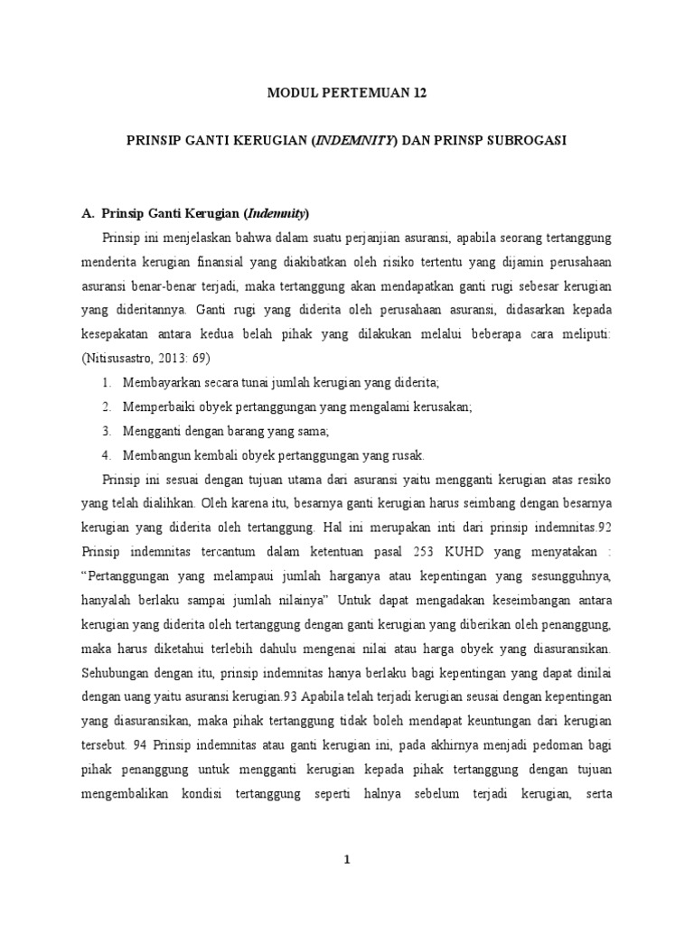 Prinsip Indemnitas dalam KUHD Pasal 253 | PDF | Ilmu Sosial | Hukum