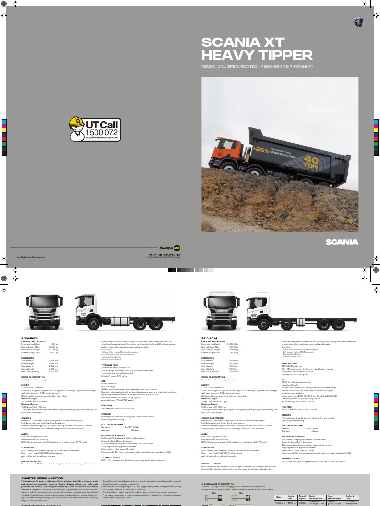 Scania XT Heavy Tipper Technical Specification P360-B6X4 & P410-B8X4 ...