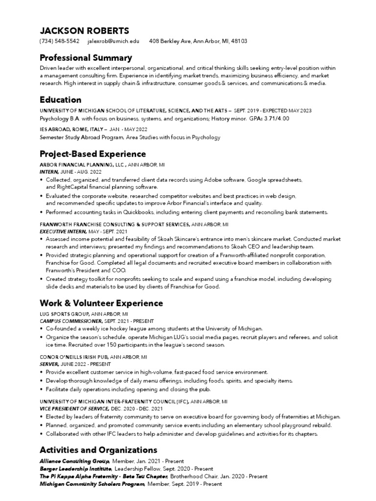 Jackson Roberts Resume | PDF | Business