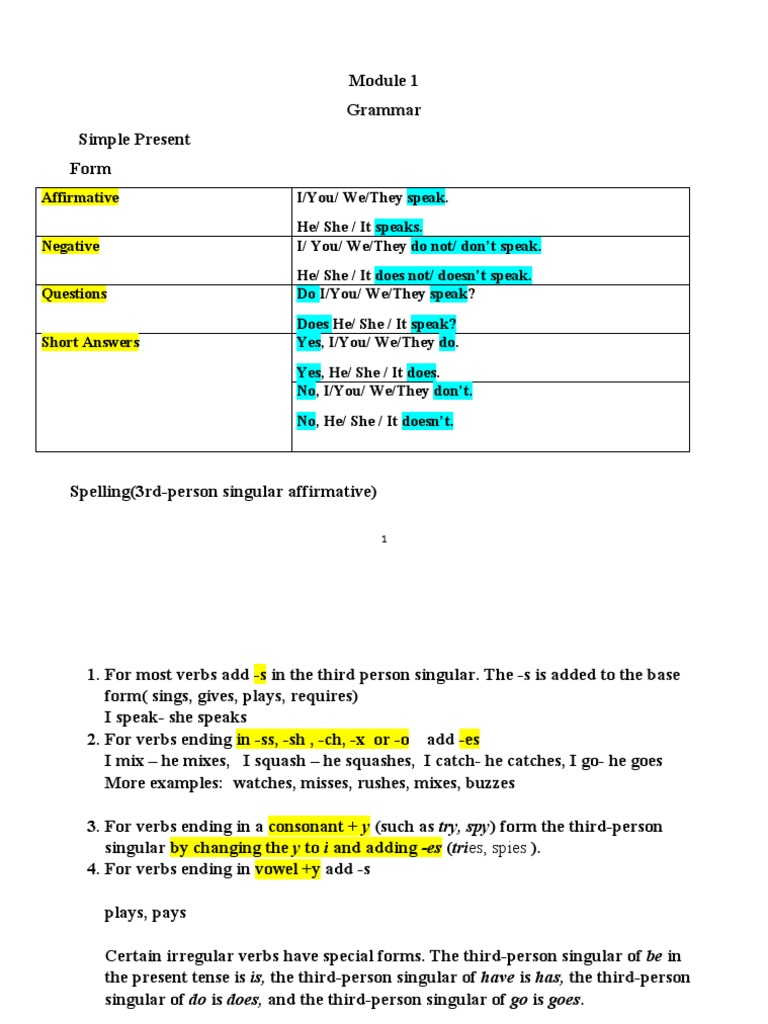 Module One Grammar. | PDF | Verb | Language Mechanics