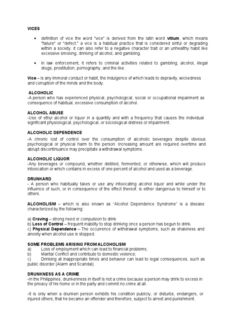 Vices | PDF | Alcoholism | Alcoholic Drinks