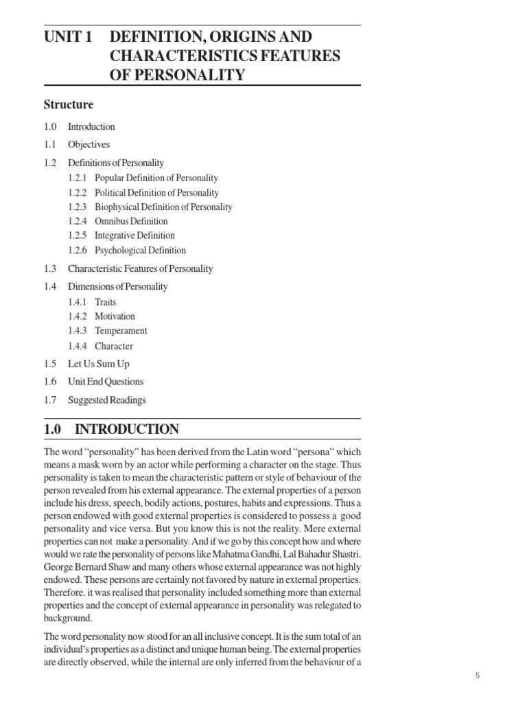 Egyankosh... Unit 1... Personality | PDF | Extraversion And Introversion | Motivation