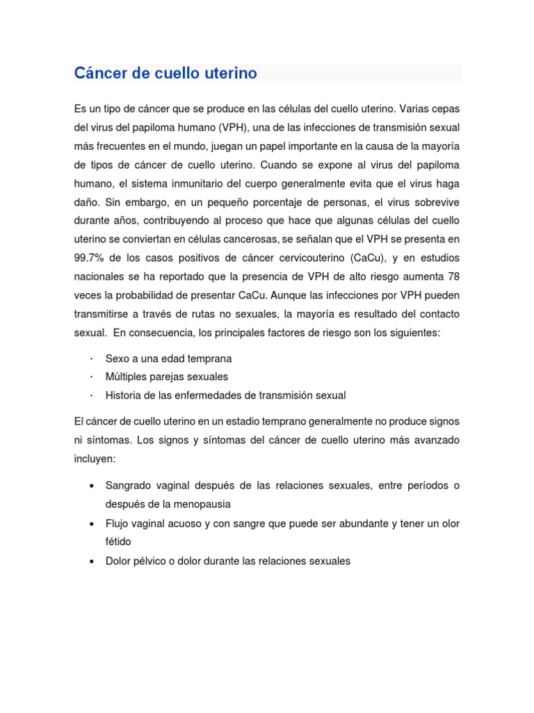 Cáncer de Cuello Uterino | PDF