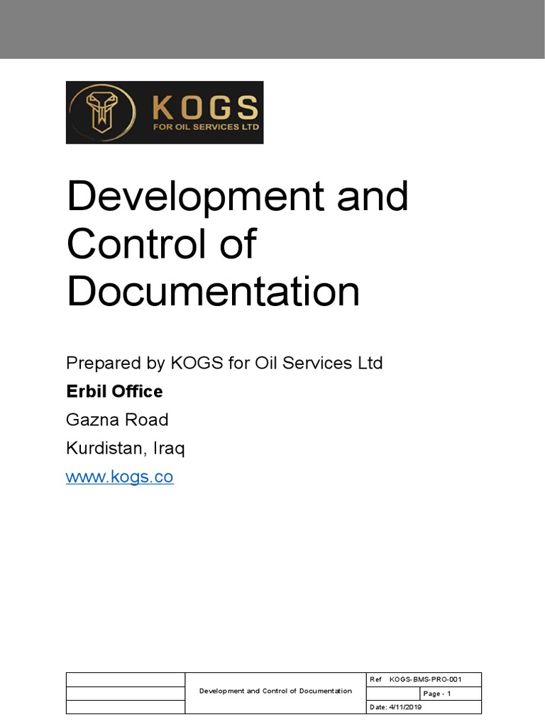 KOGS-BMS-PRO-001 (Development and Control of Documentation) (Rev 1.0) | PDF | Specification ...