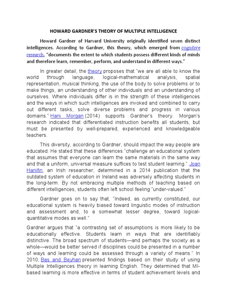 Howard Gardner | PDF | Learning | Teaching Method