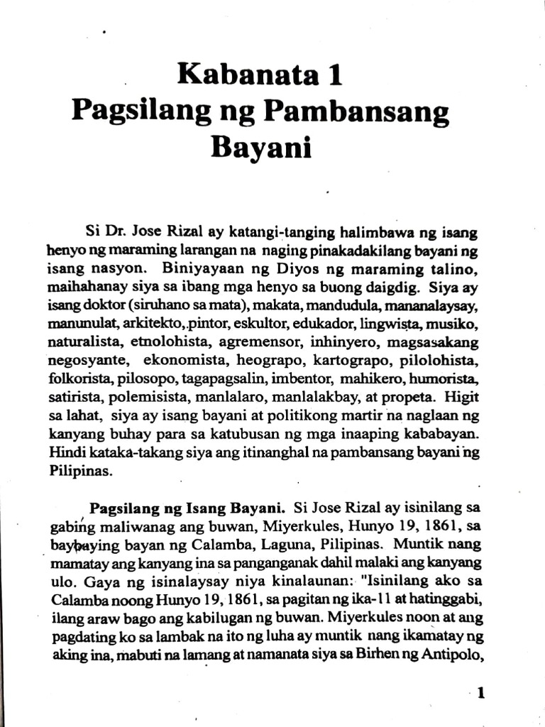 RIZAL Chapter 1 2 | PDF