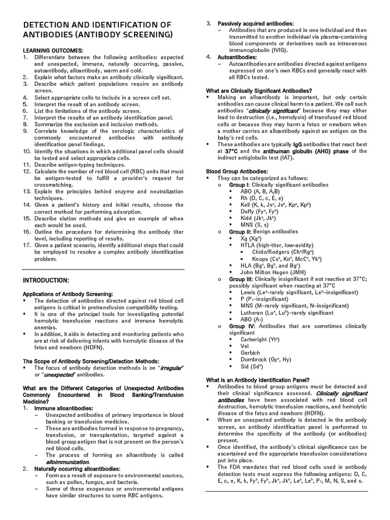 BB - Detection and Identification of Antibodies | PDF | Blood Type ...