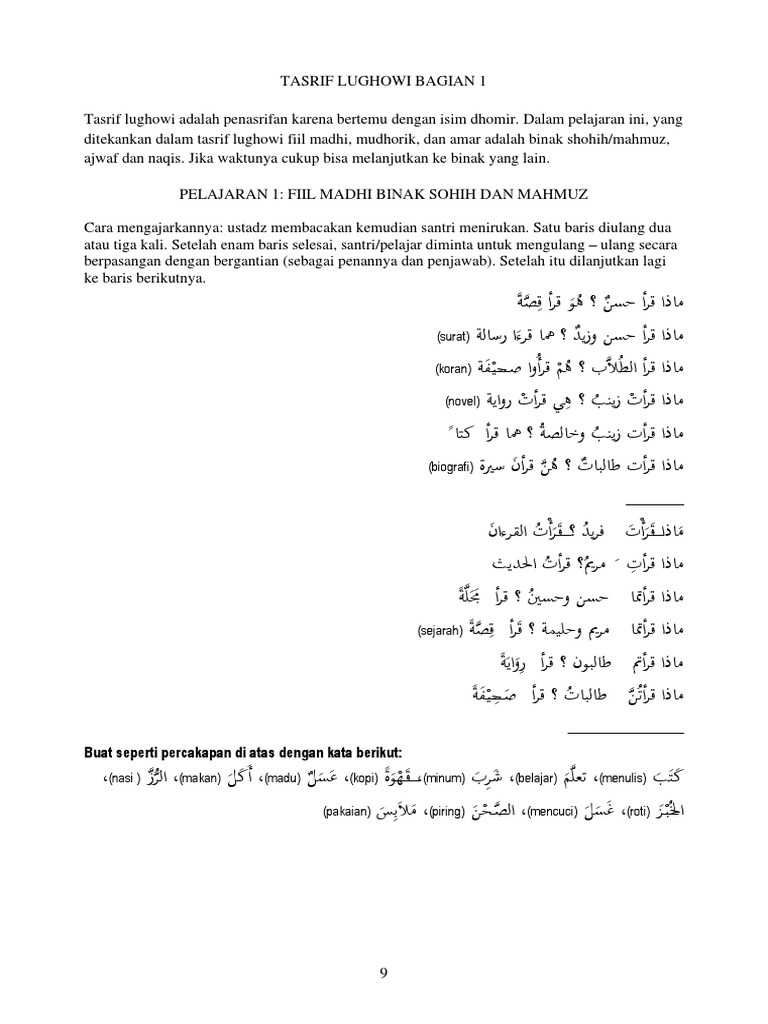 Tasrif 2. Lughowi Fiil Madhi | PDF