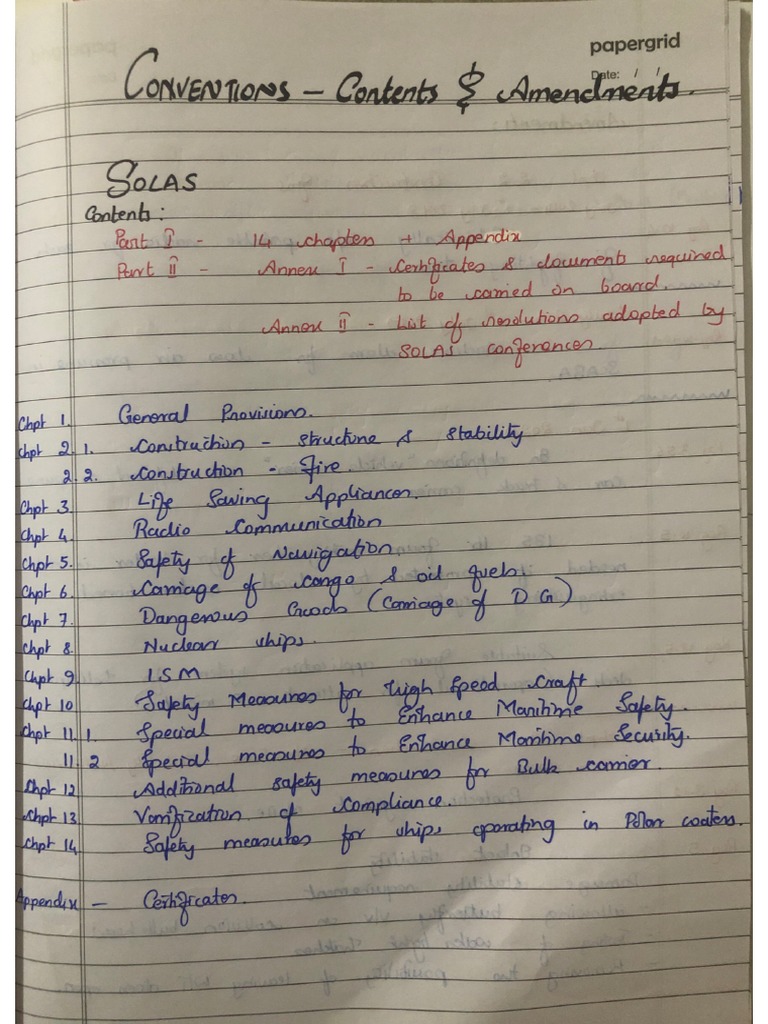 SOLAS & MARPOL - Contents & Amendments | PDF