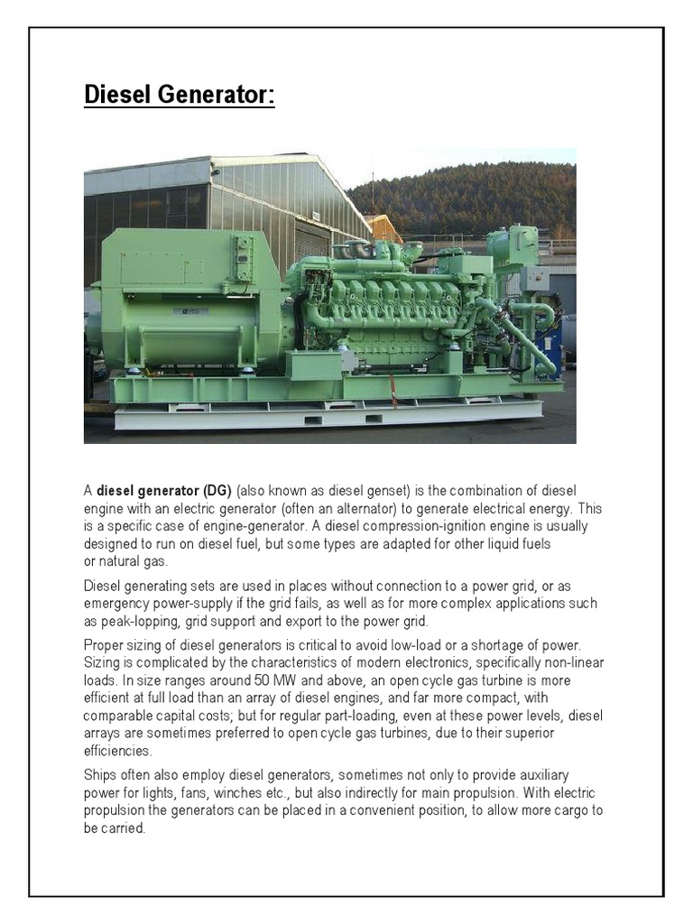 Diesel Generator | PDF | Electric Power | Electric Generator