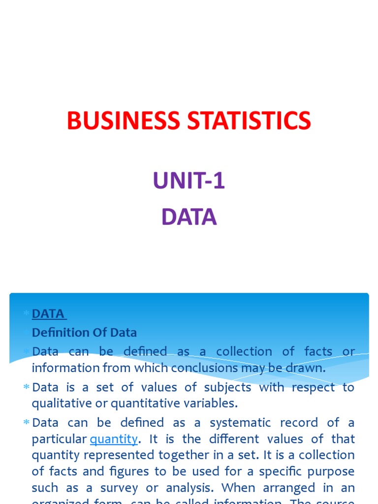 Unit 1 Business Statistics Data | PDF | Geographic Information System | Statistics