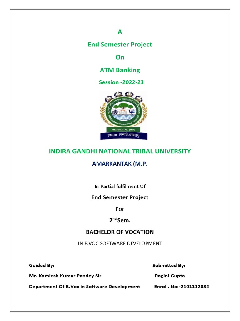 ATM Banking System: An End Semester Project on Developing an ATM ...