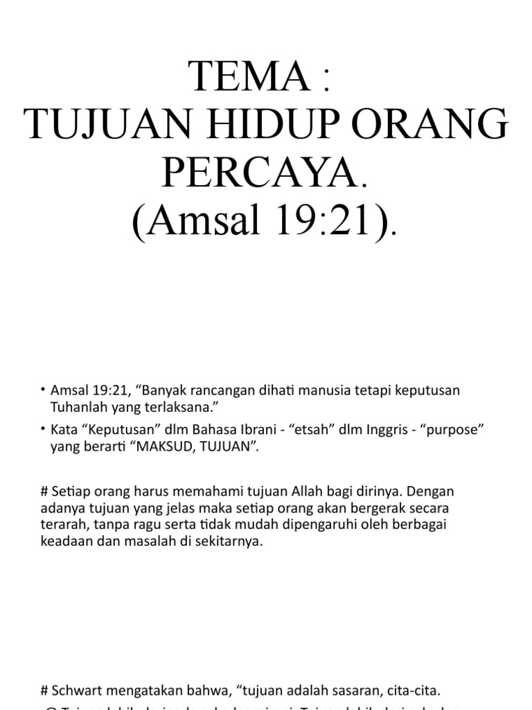 Tujuan Hidup Orang Percaya | PDF