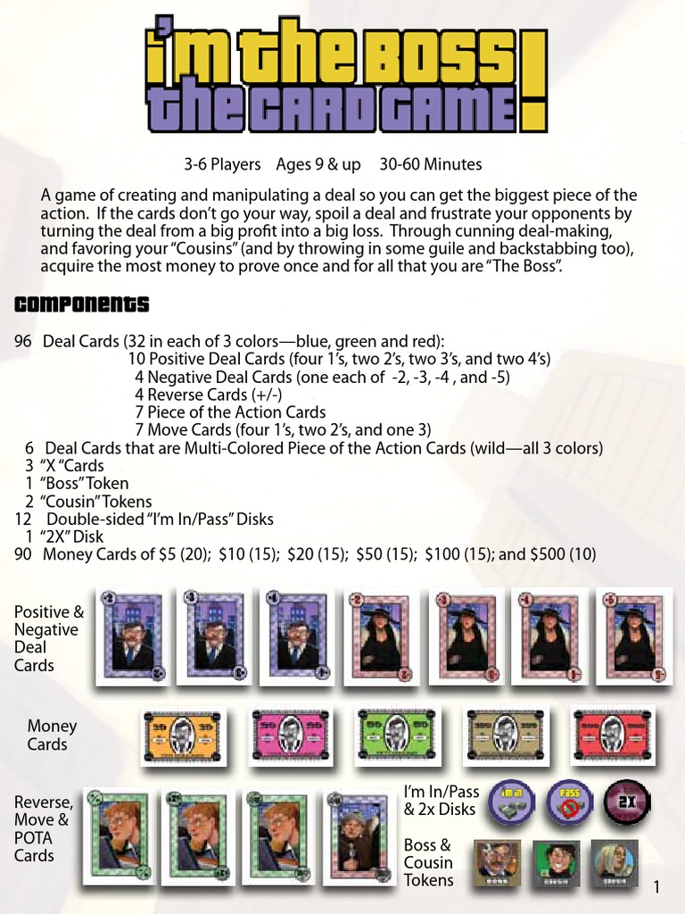 Im The Boss Rules | PDF | Card Games | Gaming Devices