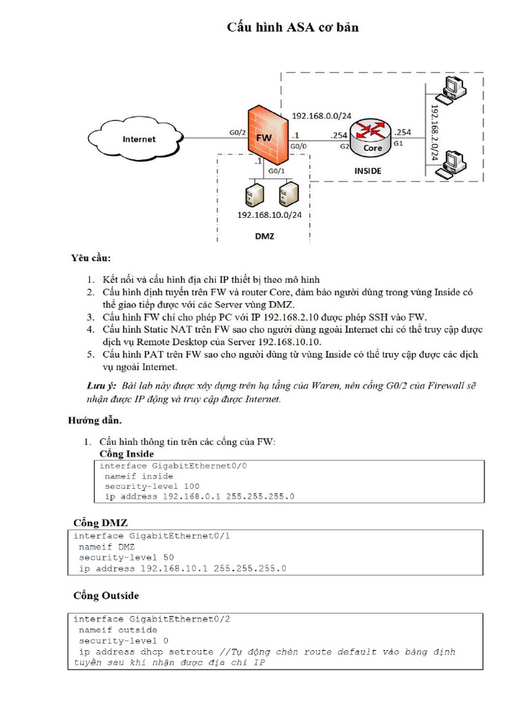 Lab 6 - Config FW Asa Basic | PDF