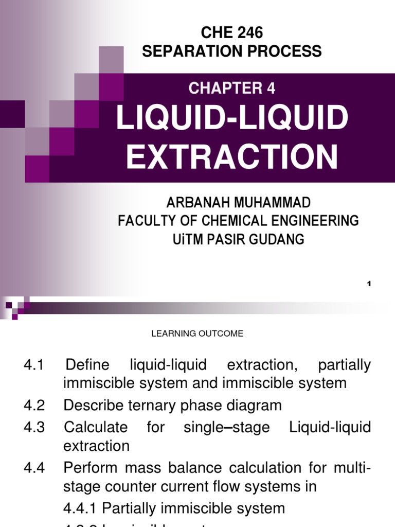 Che 249 - Chapter 3 (Liquid-Liquid Extraction) | PDF | Solubility ...