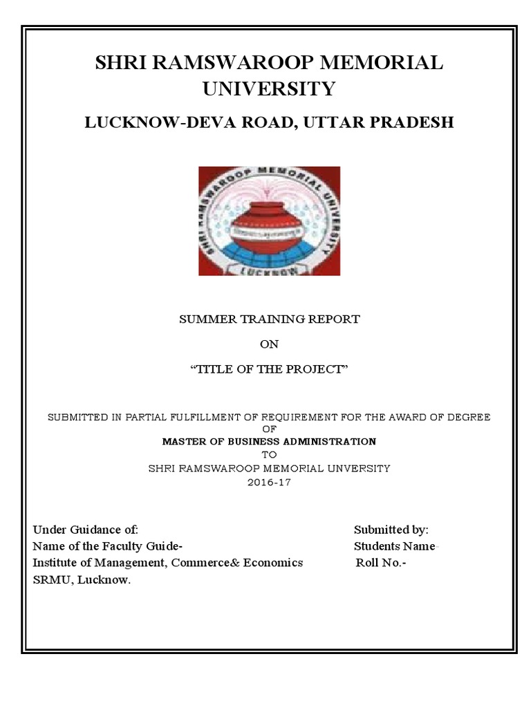 Format - Summer Training Project Report Format. | PDF | Master Of Business Administration ...