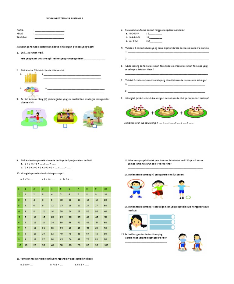 Worksheet 2B SB.2 | PDF | Metode & Bahan Ajar