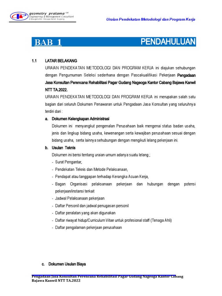 Ustek Perencanaan Cv. FBM Pasar Ende | PDF