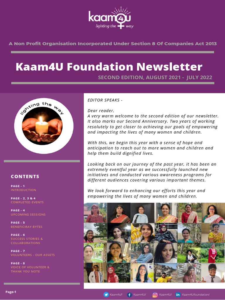 Kaam4U Foundation Newsletter Highlights Progress and Impact of ...