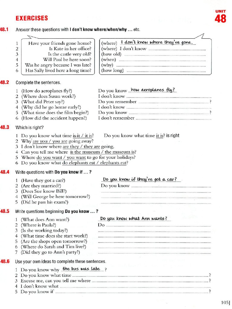 Indirect Questions (Exercises) | PDF