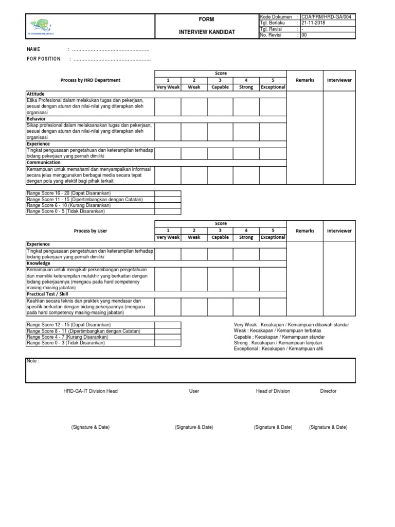 Form Interview Manager | PDF | Karier & Perkembangan