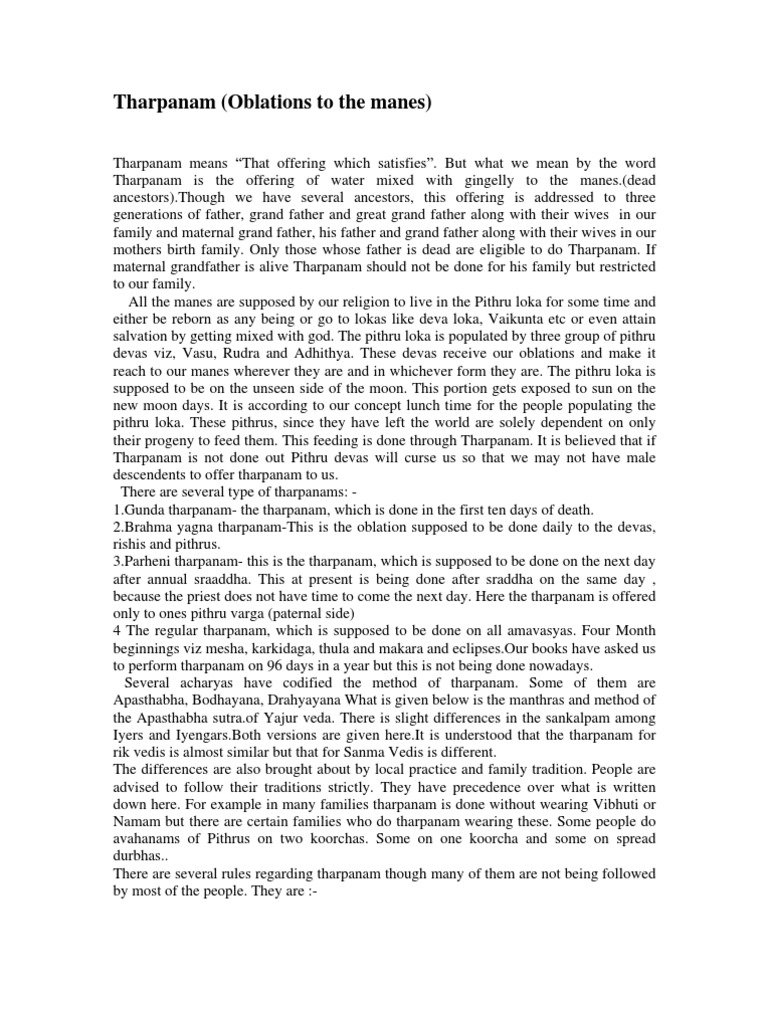 Tharpanam Procedure | PDF | Vedas | Vishnu