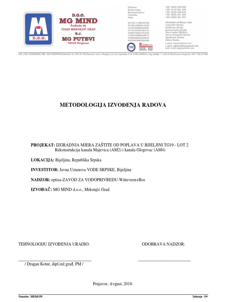 Metodologija Izvođenja Radova - TG19 LOT2 | PDF