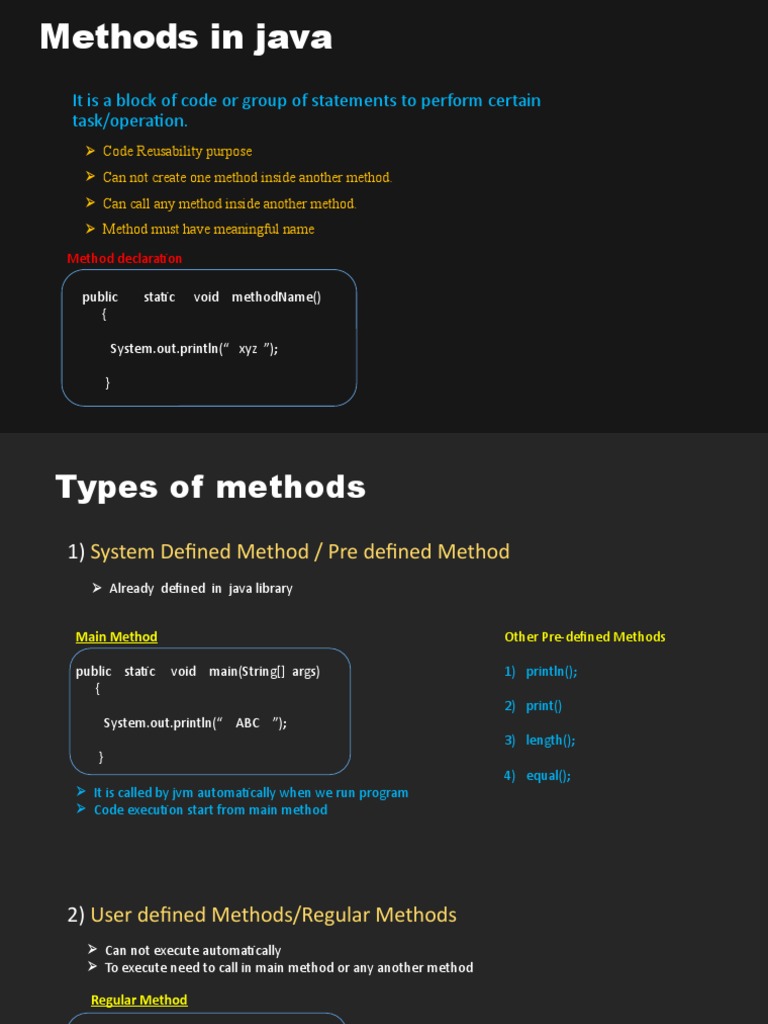 Class 2 - Methodes in Java | PDF
