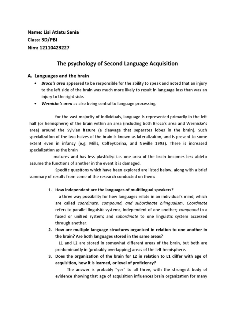 Summary SLA Chapter 4 | PDF | Second Language Acquisition | Second Language Summary SLA Chapter 4 | PDF | Second Language Acquisition | Second Language