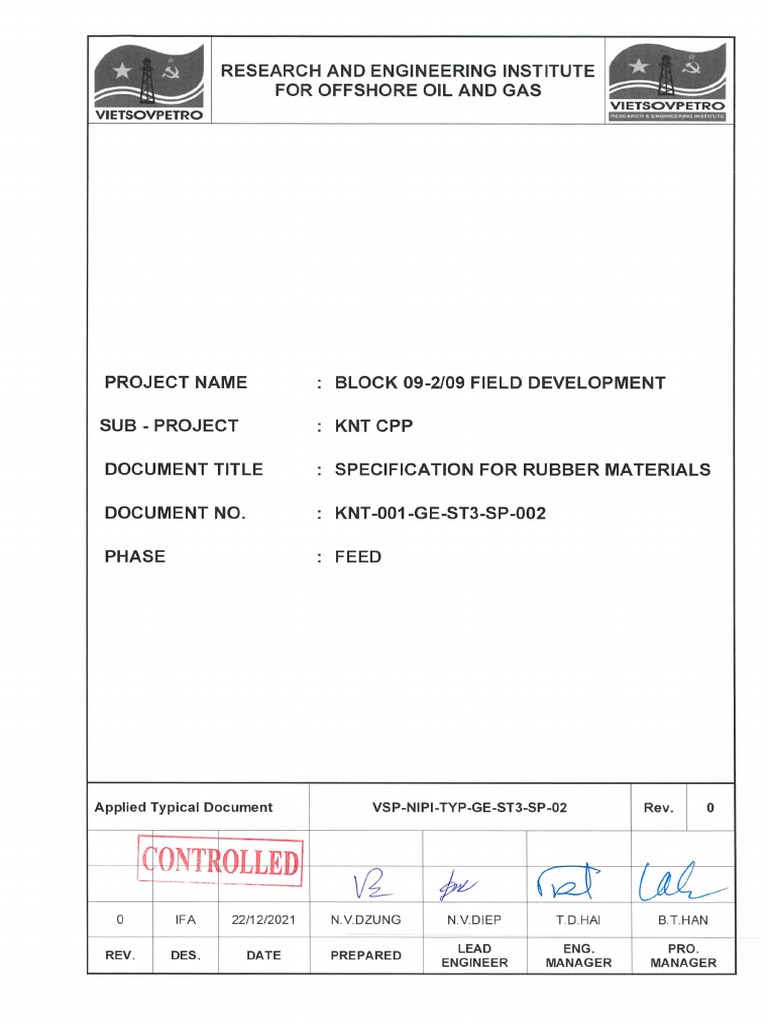 KNT 001 GE ST3 SP 002 - 0 - Specification For Rubber Material | PDF