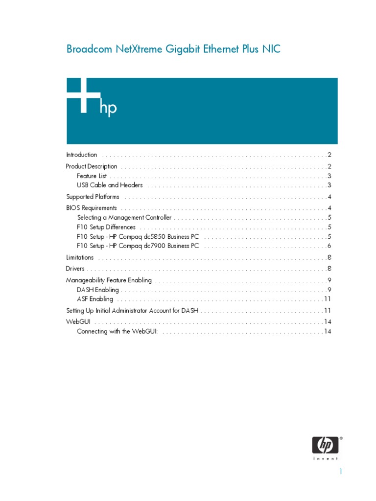 Broadcom Netxtreme Gigabit Ethernet Plus Nic | Download Free PDF | Network Interface Controller ...
