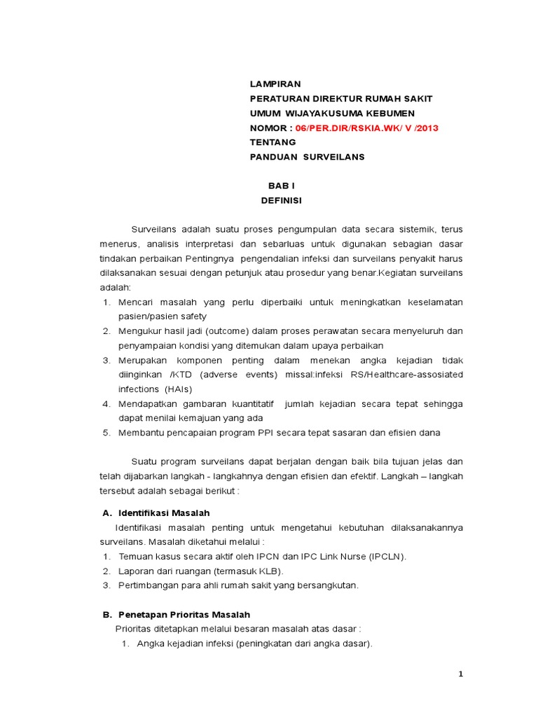 Panduan Surveilans RS Wijayakusuma | PDF