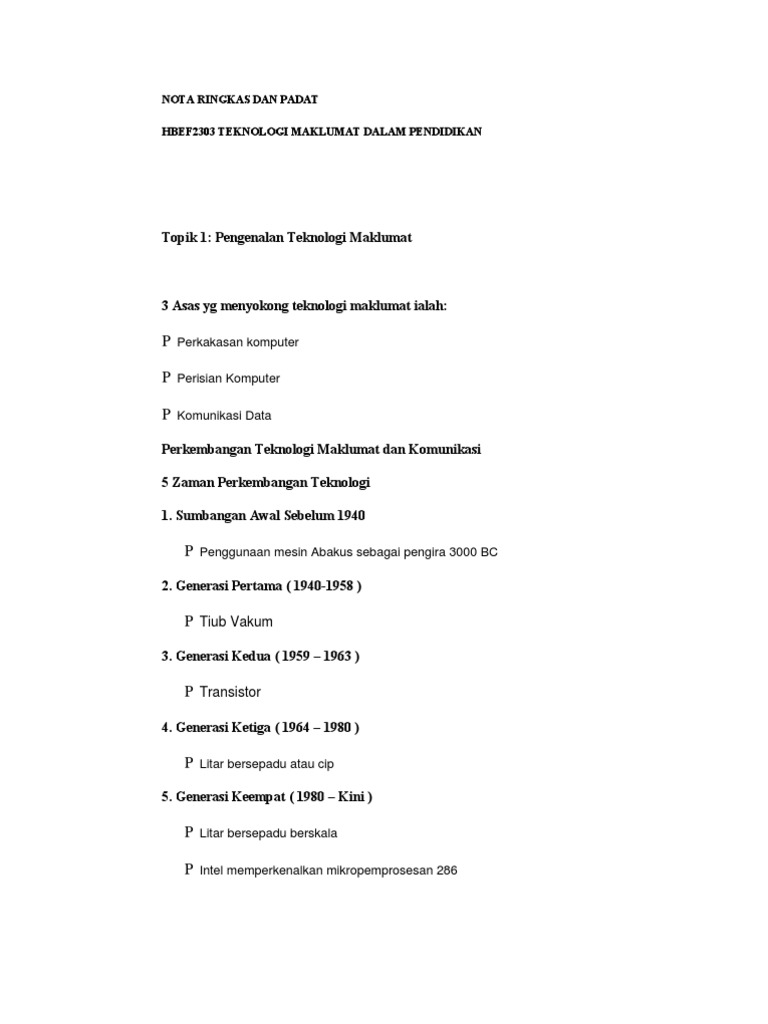 Nota Ringkas Dan Padat | PDF