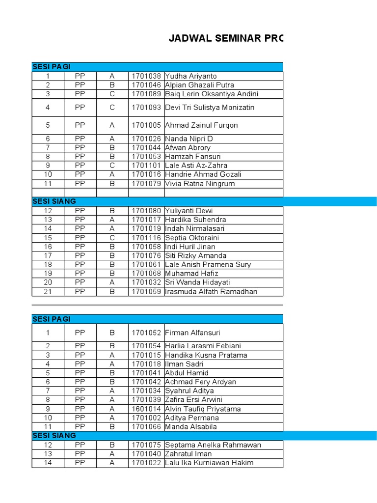 Jadwal Seminar Proposal | PDF