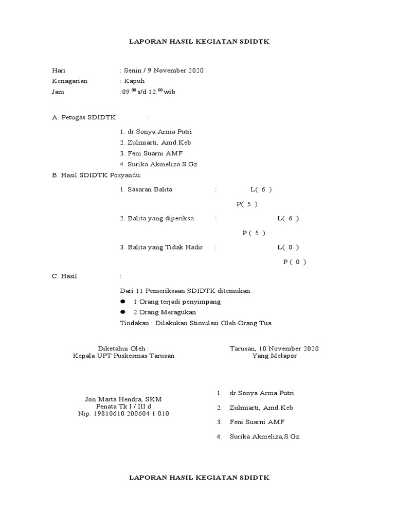 Laporan Hasil Kegiatan Sdidtk | PDF