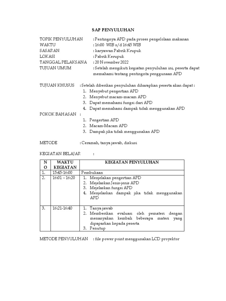 SAP Alat Pelindung Diri | PDF